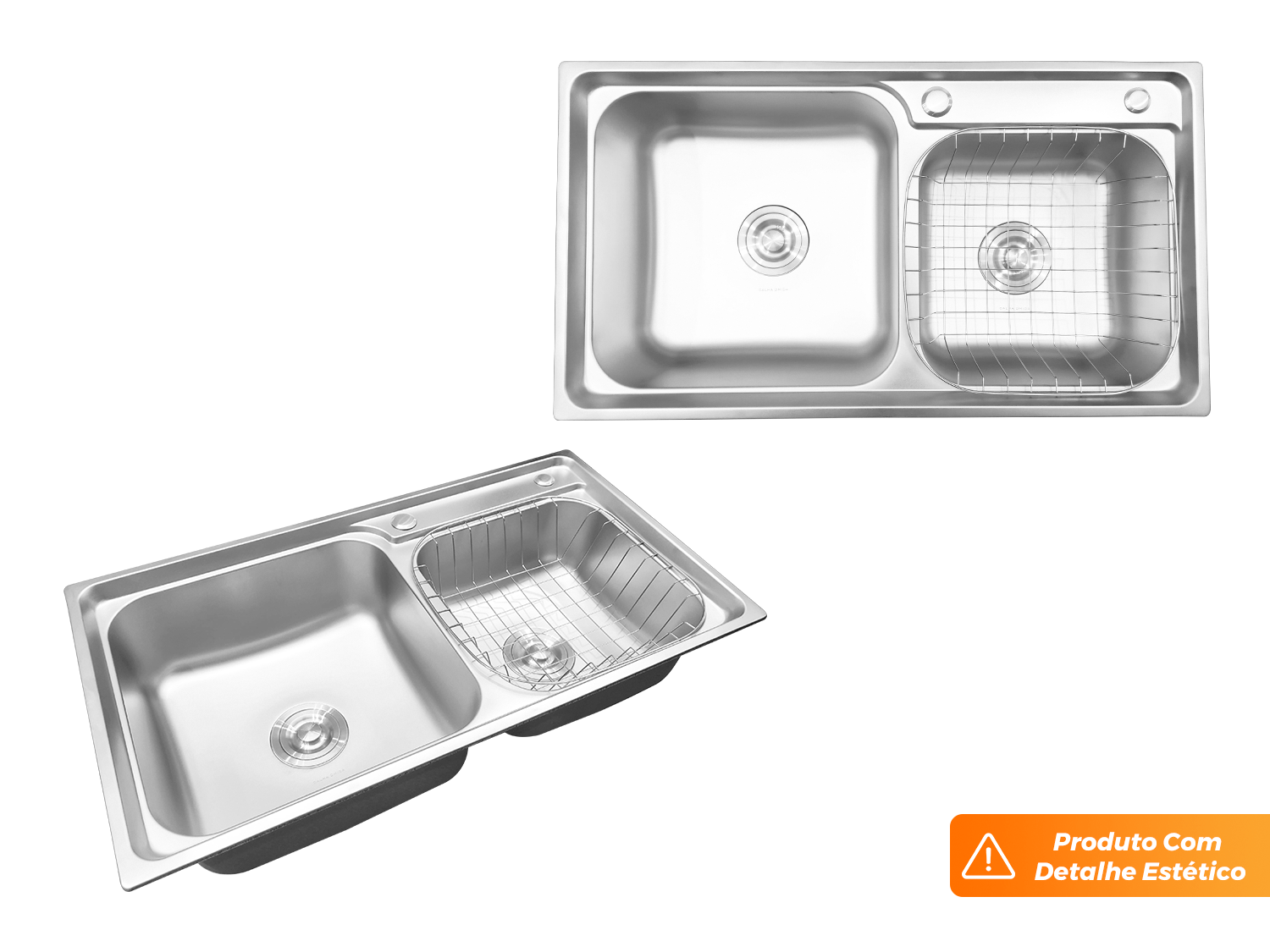 Cuba Dupla Embutir 78x43cm c/ Escorredor Aramado Outlet - Calha Úmida
