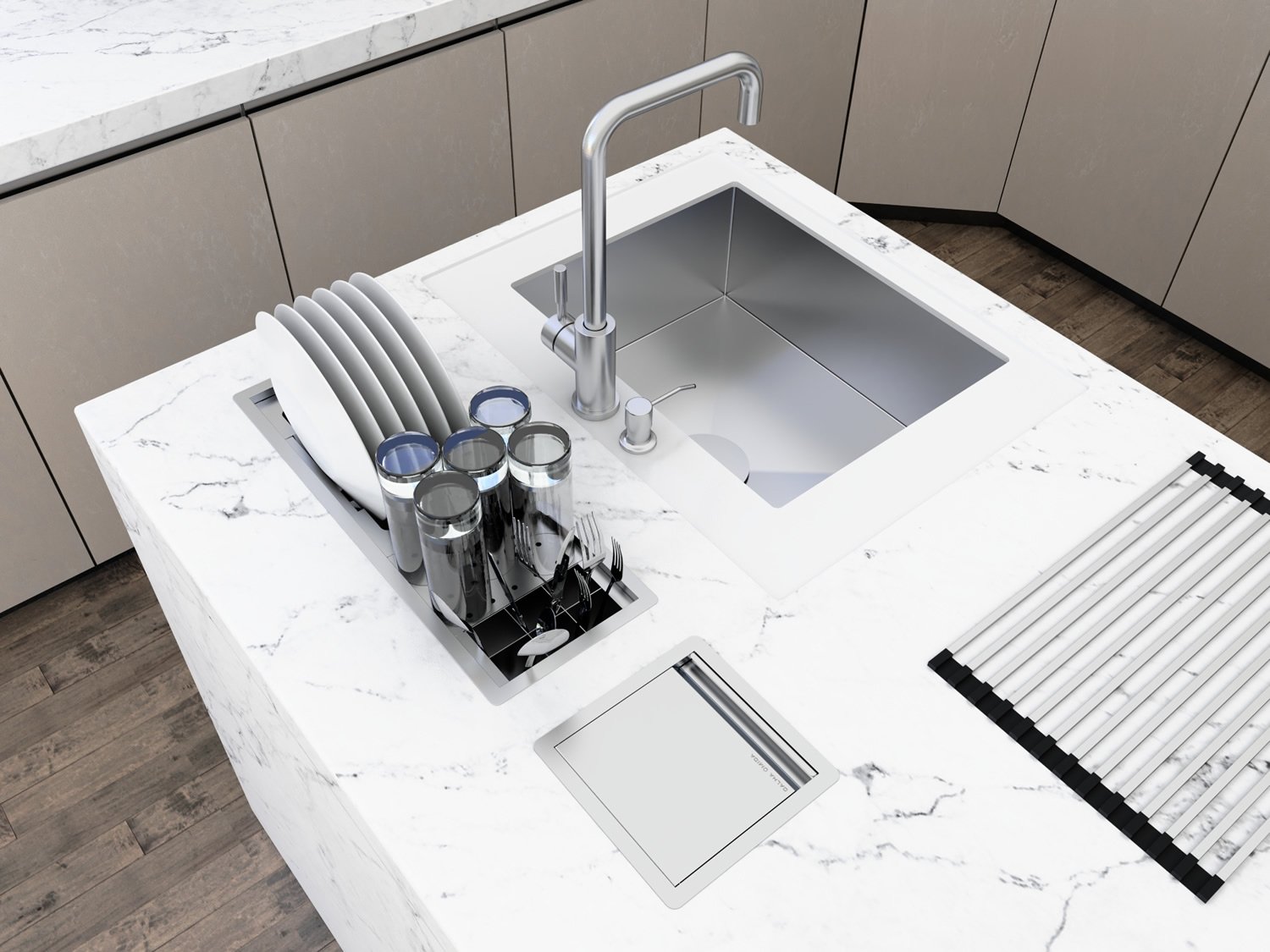 Kit Escorredor Sobrepor Calha Úmida Kitchen 3 Módulos 53cm - Calha ...